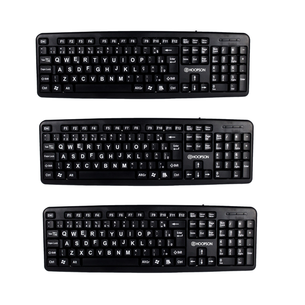 Kit 3 Teclados Office Teclas Grande ABNT2 Padrão USB Ergonômico ...