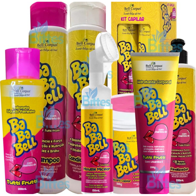 KIT 7 ITENS BABABELL TUTTI FRUTTI BELL CORPUS PARA CABELO , ROSTO E ...