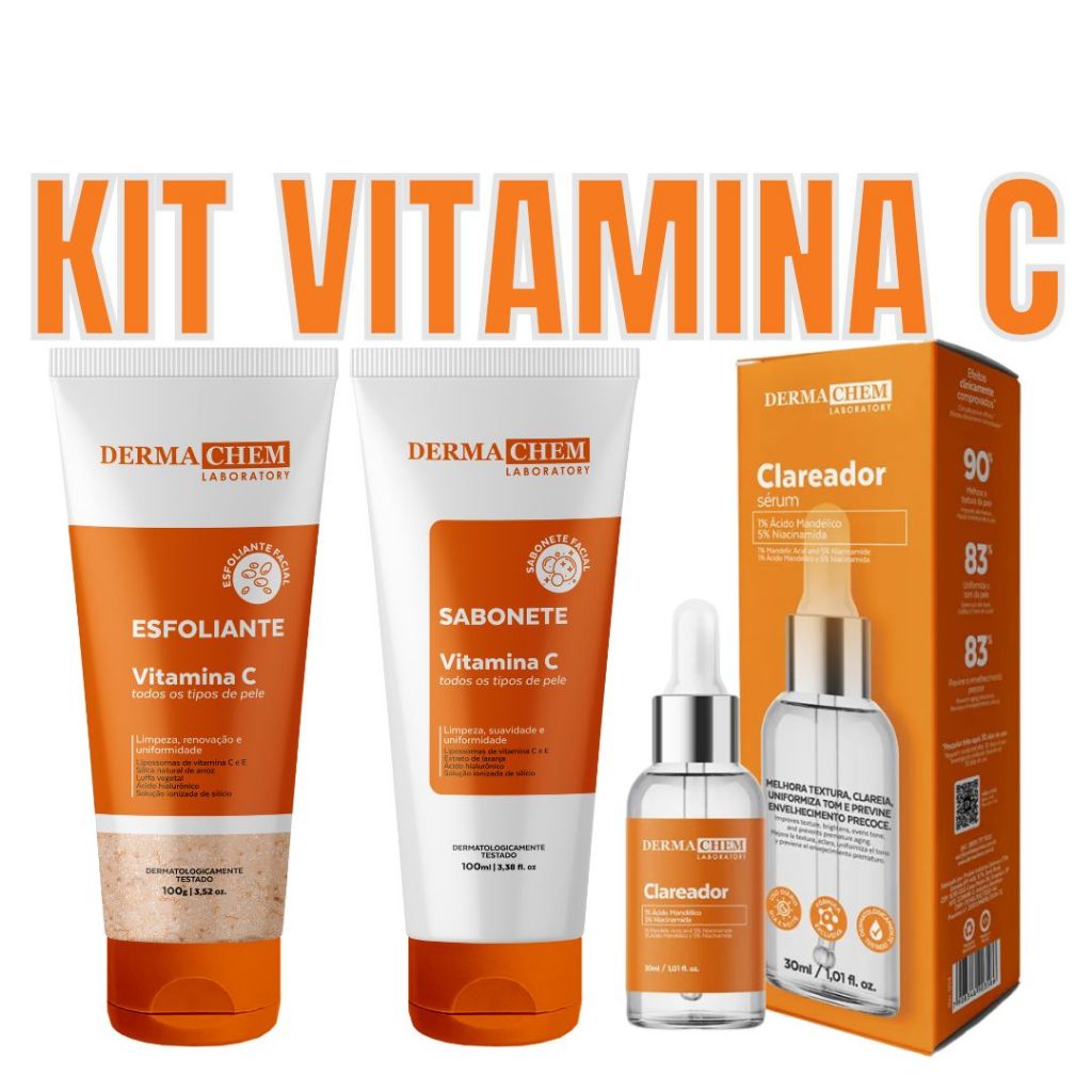 Kit Skin Care para todos os tipos de pele Dermachem Clareador Limpeza ...