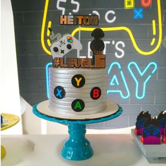 Topo Topper Decoração De Bolo Enfeite Game / TOPO BOLO GAMER XBOX ...