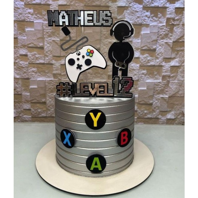 Topo Topper Decoração De Bolo Enfeite Game / TOPO BOLO GAMER XBOX ...