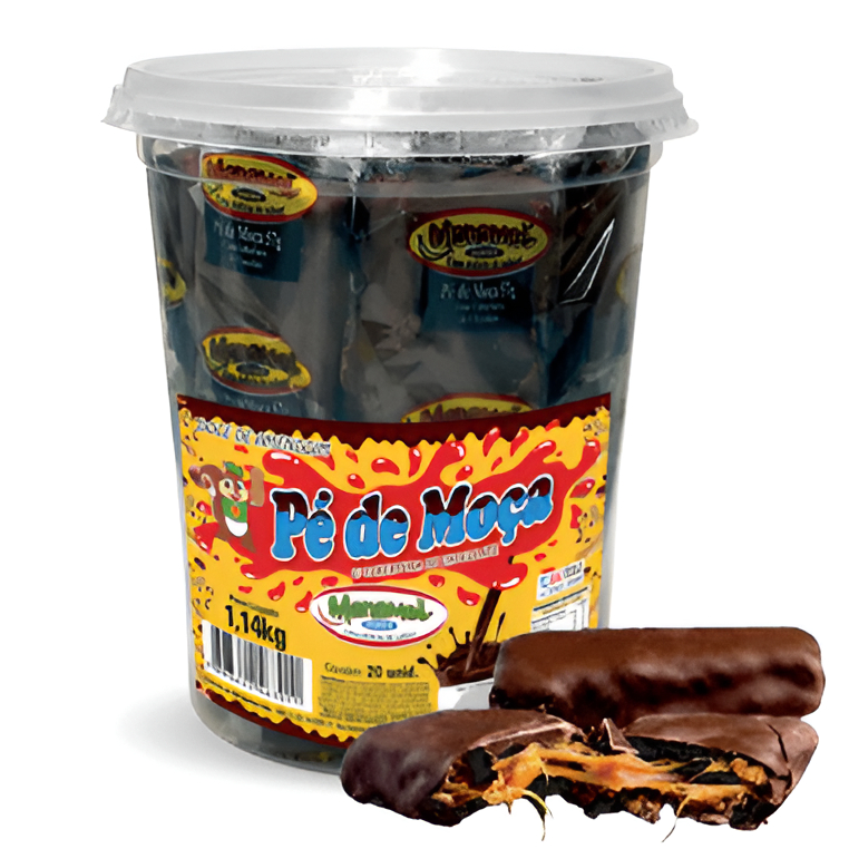 Doce Pé de Moça Manamel com cobertura de chocolate pote 1,06kg com 20 ...