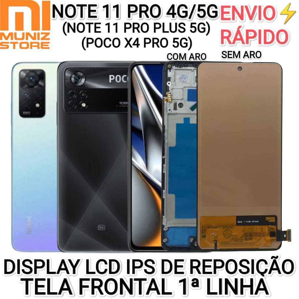 Display Redmi Note 11 Pro 4G /5G/ Plus +/Poco X4 Pro 1°Linha Tela LCD IPS Frontal Sem Aro/ C ...