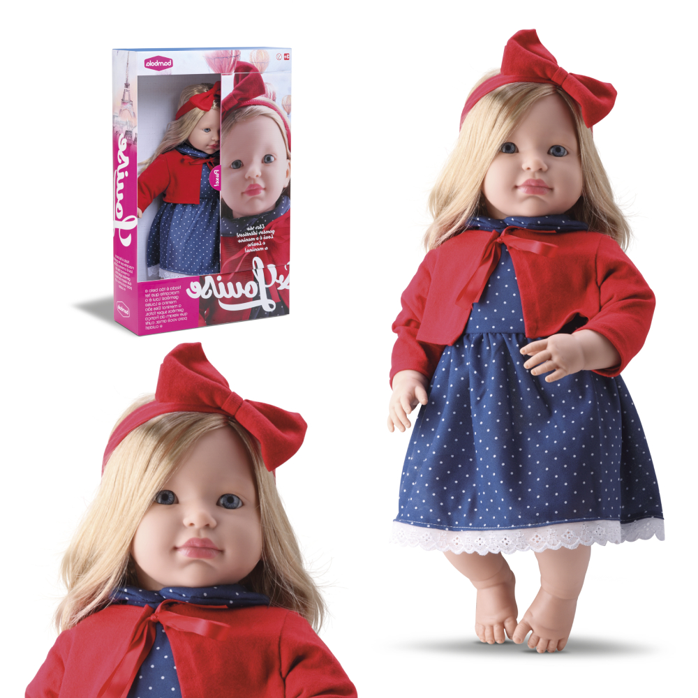 Boneca Bebê Menina Grande Louise Com Cabelo E Laço Roupa Removível ...