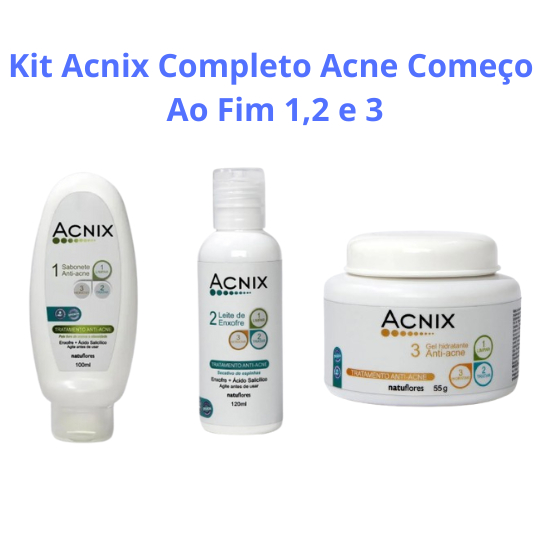 Kit Tratamento Anti-acne Acnix Completo Com 3 Produtos, limpar ...