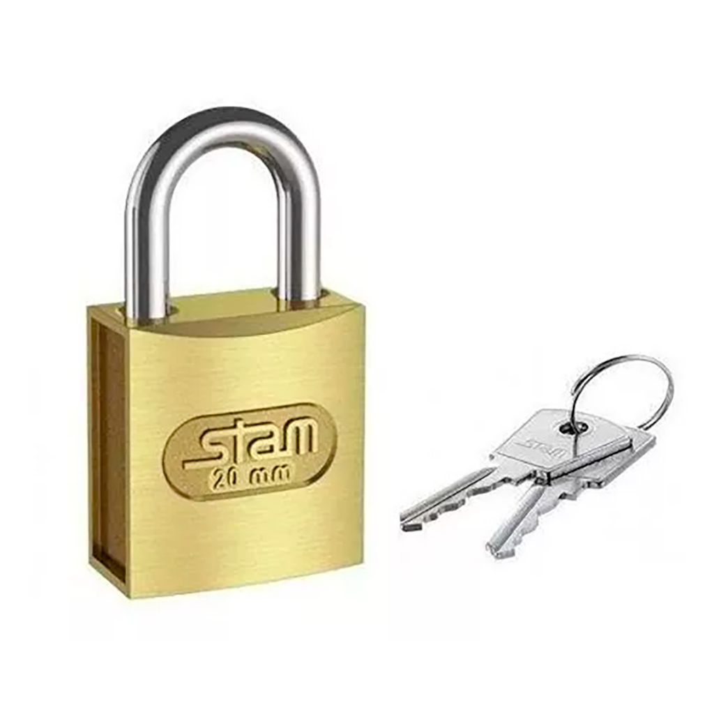 Cadeado Latão Stam (Tamanhos: 20mm,25mm,30mm,35mm,40mm,45mm,50mm) | Shopee Brasil