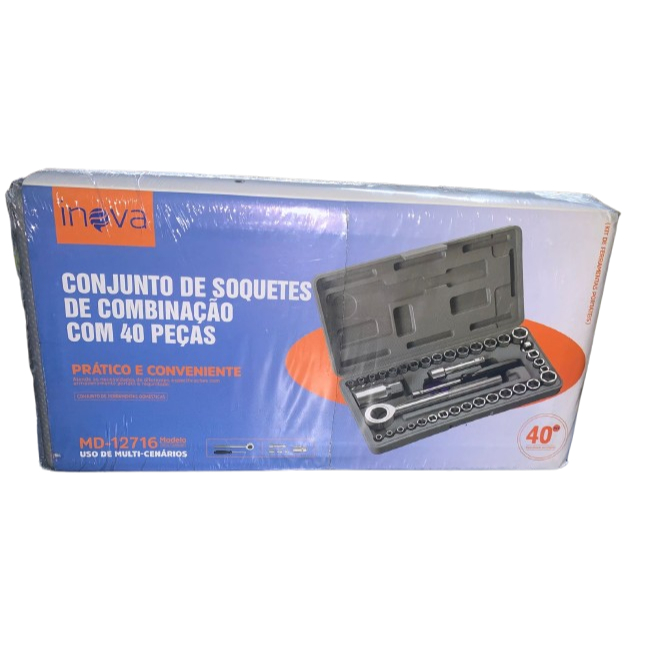 CONJUNTO DE SOQUETES DE COMBINAÇÃO COM 40 PEÇAS INOVA MD-12716 | Shopee ...