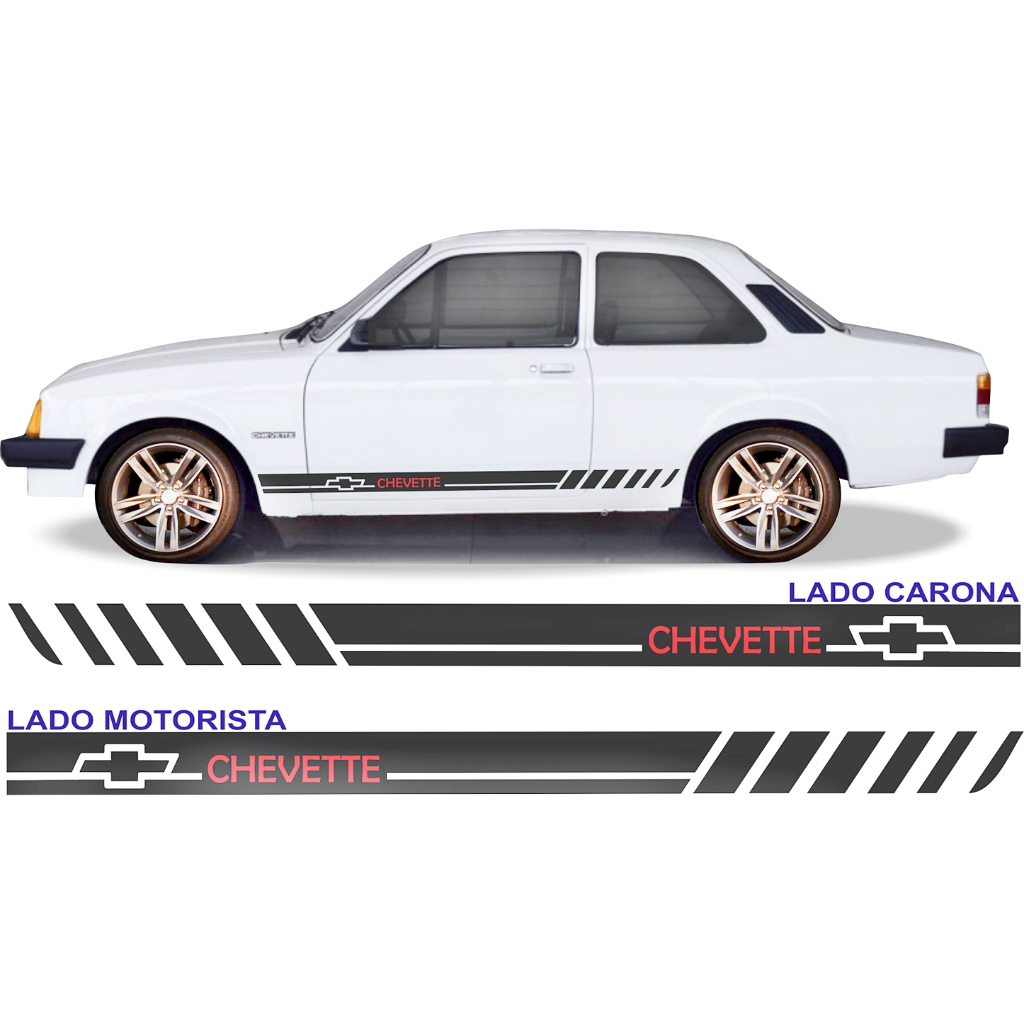 acessorios chevrolet chevette faixas lateral adesivos par | Shopee Brasil