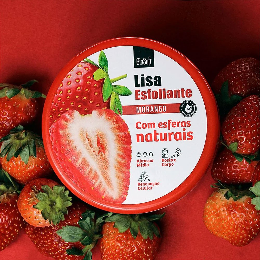 CREME HIDRATANTE E ESFOLIANTE LISA MORANGO BIO SOFT 300G | Shopee Brasil