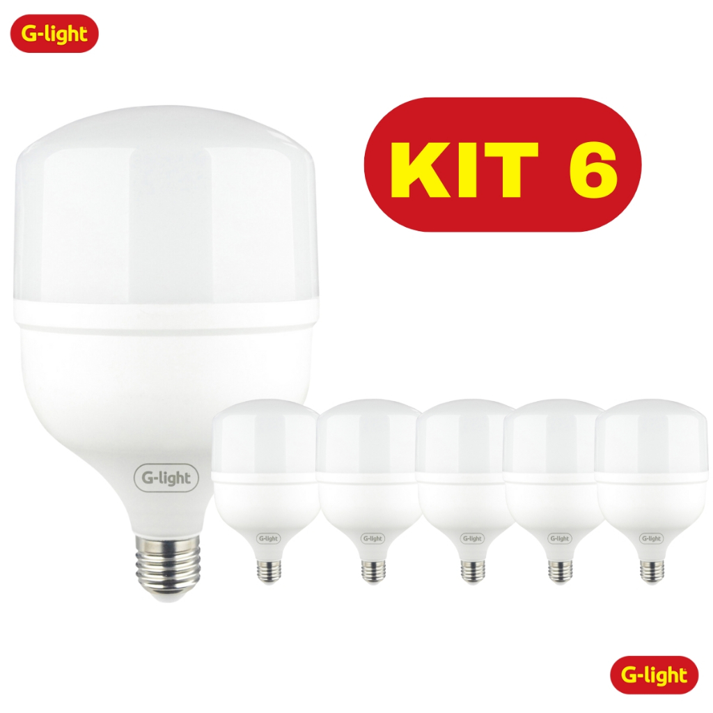 Kit 6 Lâmpadas Led Bulbo Alta Potência 60W 6500k Branco Frio E27 Bivolt Inmetro Econômica - G ...