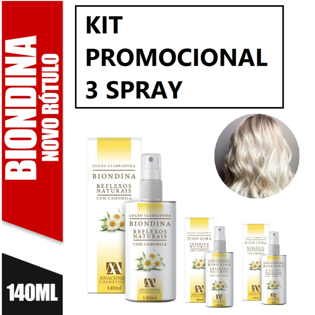 Kit 3 Spray Biondina Loção Clareadora - Cabelos Claros Sem Química ...