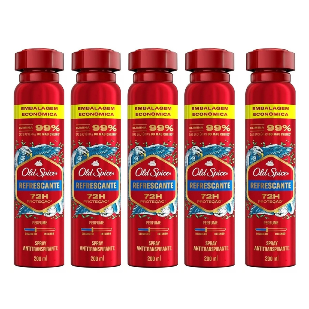 Desodorante Spray Antitranspirante Old Spice Refrescante 200ml/124g - 5 unidades | Shopee Brasil