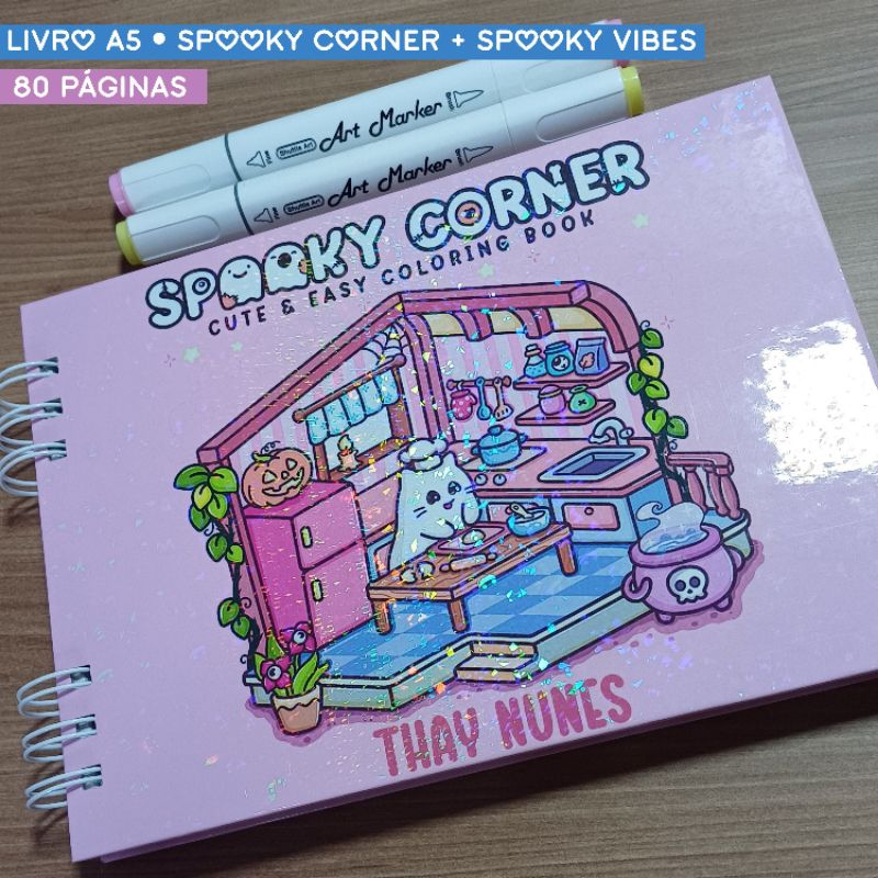 Livro de Colorir | SPOOKY CORNER | SPOOKY VIBES | A5 | 80 PÁG ...