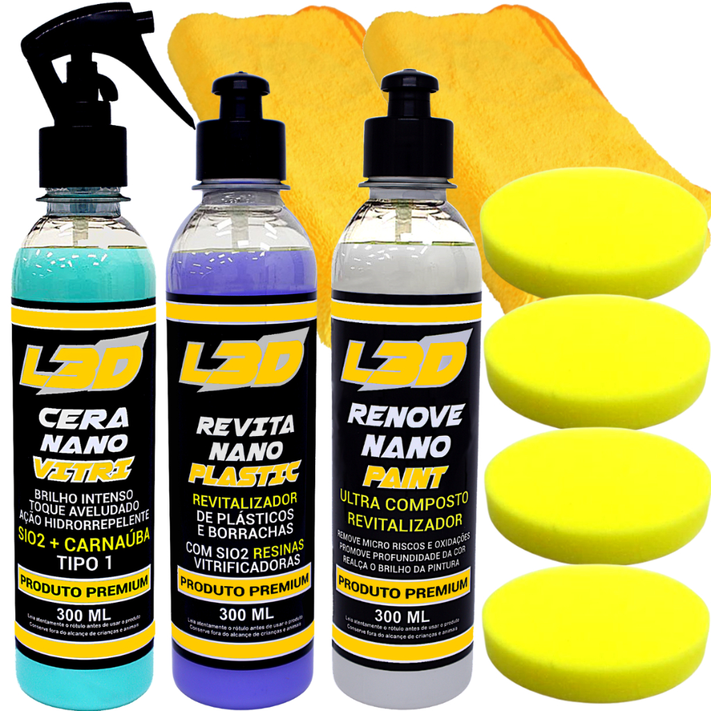 Kit Cera Automotiva /Polidor de Pintura /Revitalizador de Plásticos Interno e Externo | Shopee ...