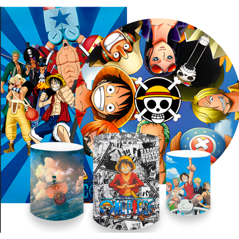 Painel Redondo + Painel Retangular + Trio Capas De Cilindro Tema One ...