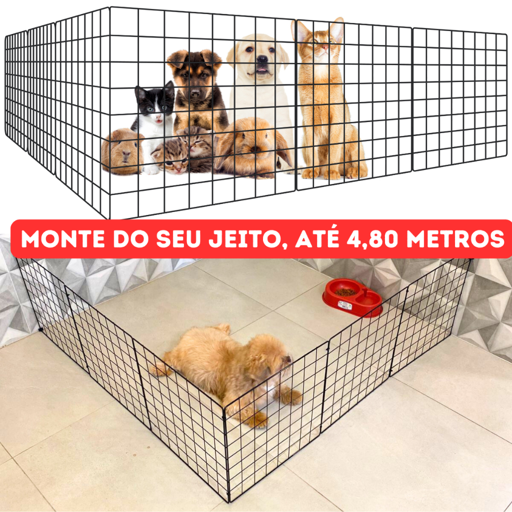 Cercado Pet Dobrável Cercadinho Cachorro Cerca Grade Cão Módulos ...