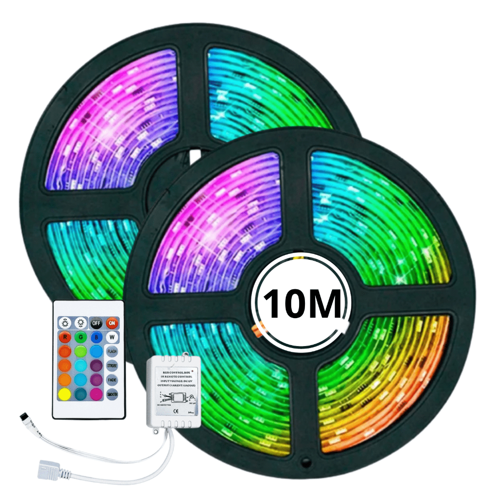 Fita Led Ultra Rgb 5050 10 Metros Com Controle e Controloradora ...