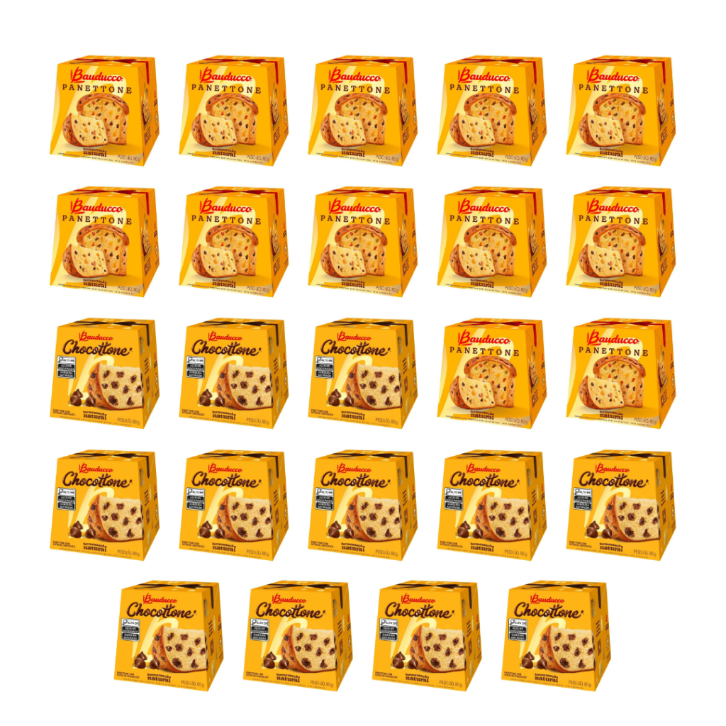 Caixa Com 24 Mini Panetone Frutas Ou Chocotone 80g Bauducco | Shopee Brasil