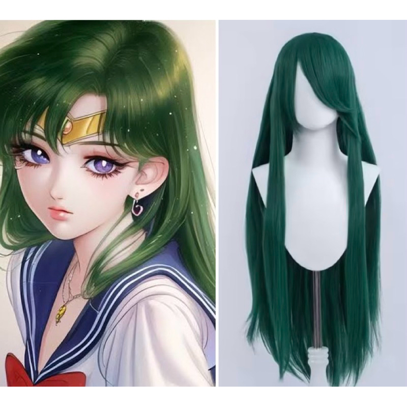 PERUCA VERDE ESCURO 100cm - PERUCA COSPLAY VERDE ESCURO | Shopee Brasil