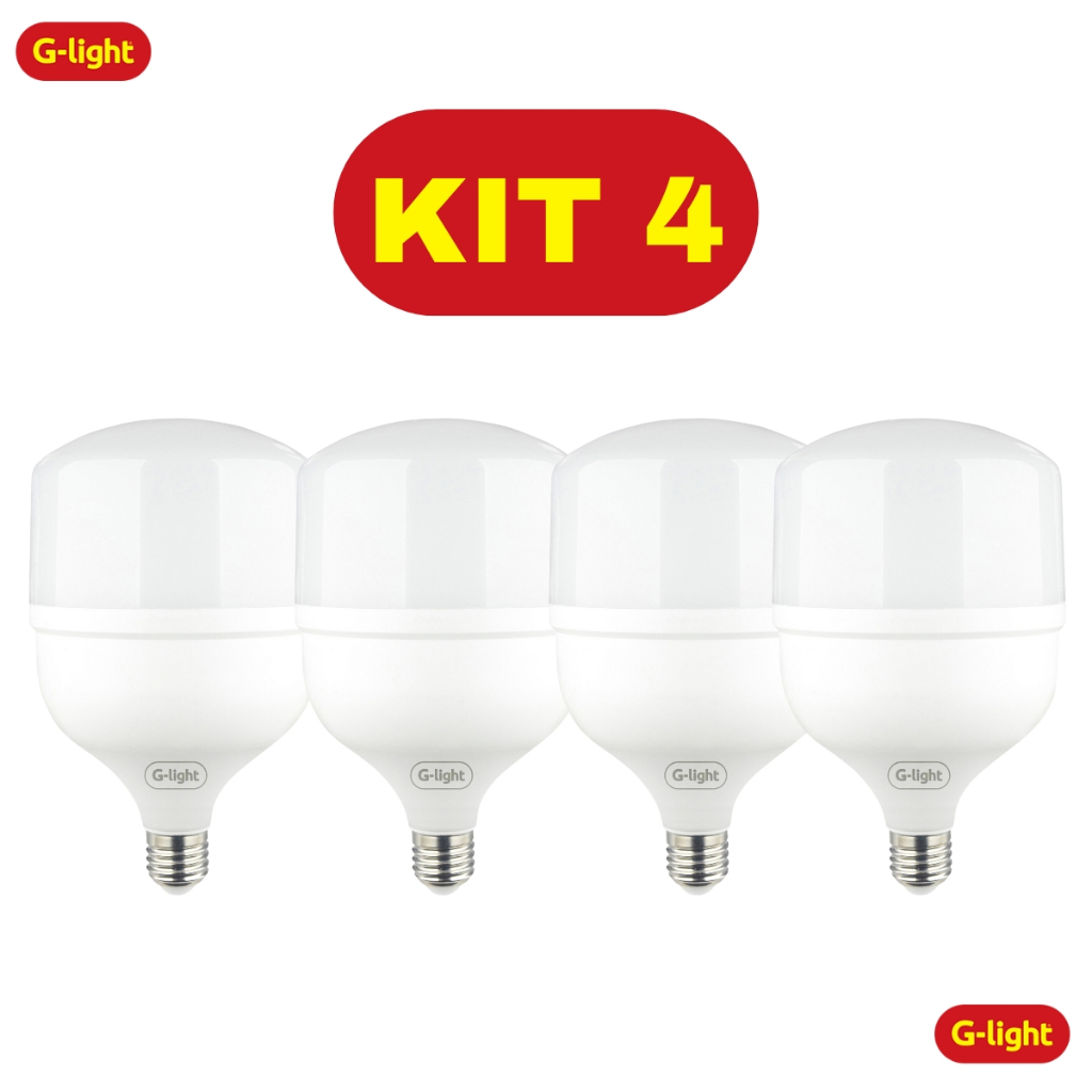 Kit 4 Lâmpadas Led Bulbo Alta Potência 40W 6500k Branco Frio E27 Bivolt Inmetro Econômica - G ...