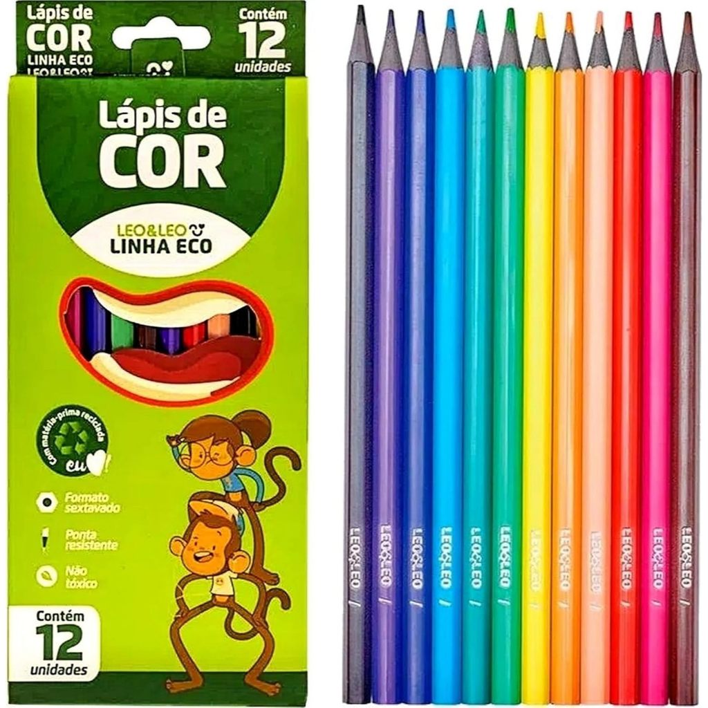 Lápis De Cor 12 Cores Leo&leo /Cromus Faber-castell TERCEIRA LINHA ...