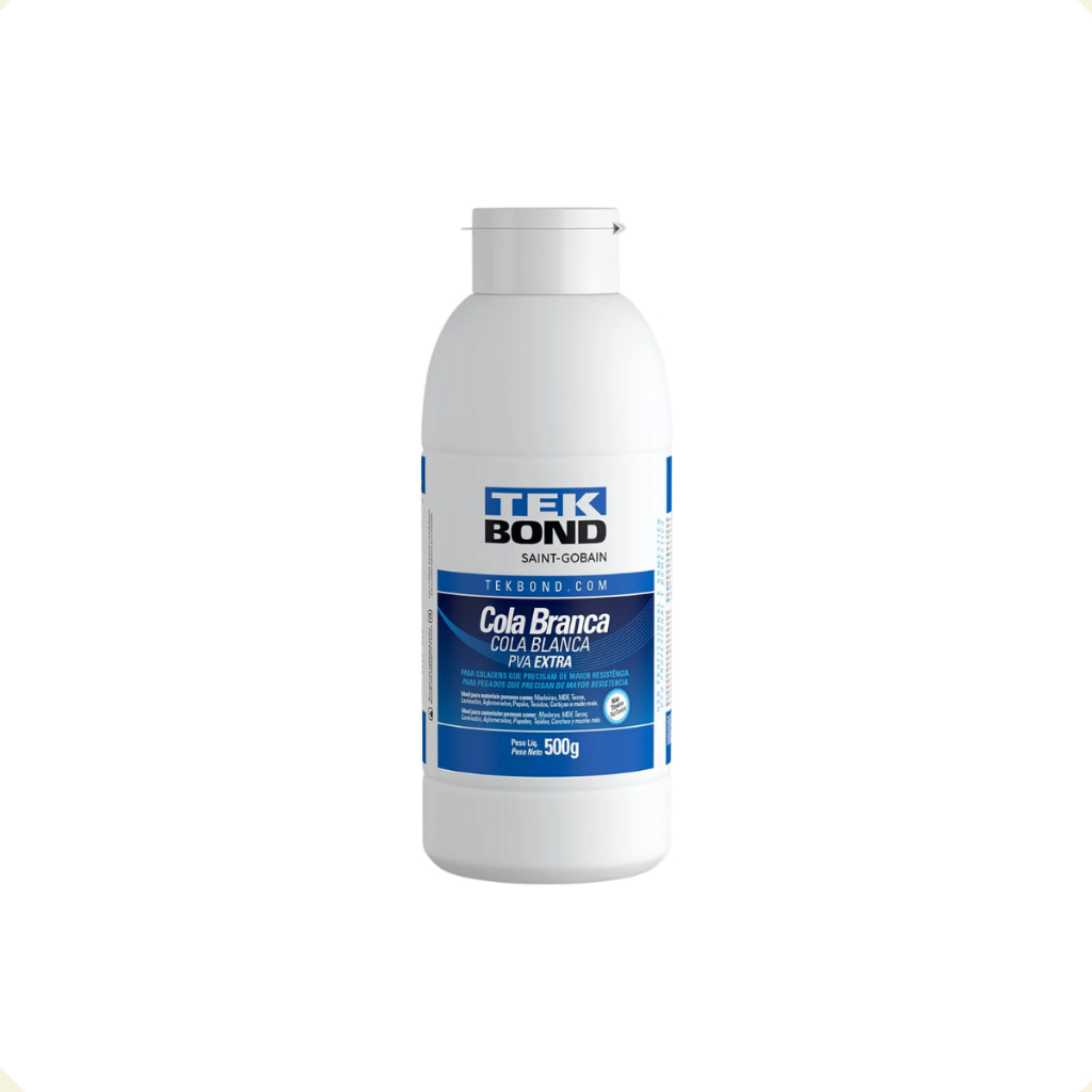 Cola Branca PVA Líquida Papel PVC Madeira MDF Extra 500g Tekbond ...