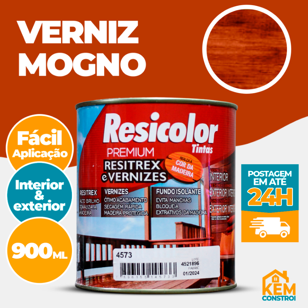 Verniz Proteção para Madeira Brilhante Resicolor Tingidor Resitrex cor ...
