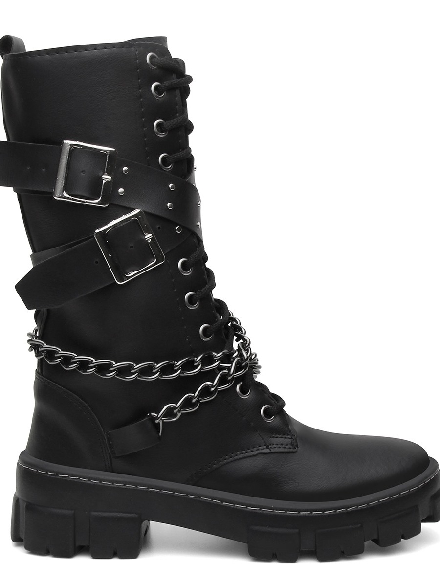 bota coturno tratorada Corrente Cano Alto Rock | Shopee Brasil