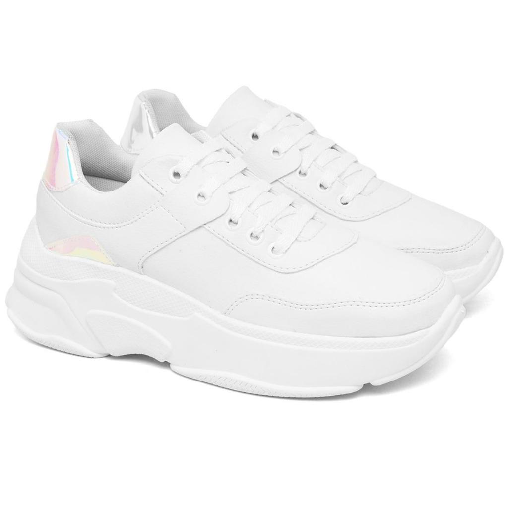 Tênis Casual Chucky Feminino Estiloso Plataforma Blogueira Branco Na Moda | Shopee Brasil
