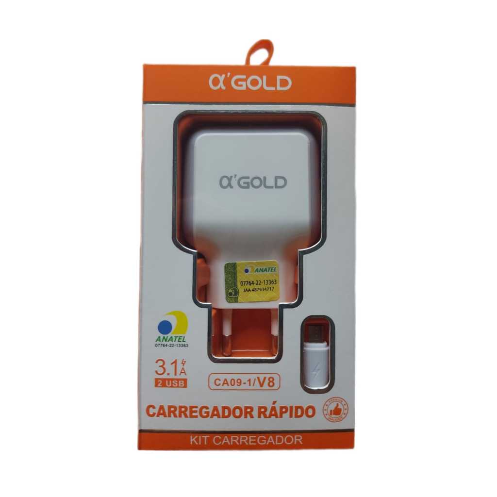 Carregador ORIGINAL V8 A’Gold CA09-1 Carregamento rápido TURBO 3.1A 2 ...
