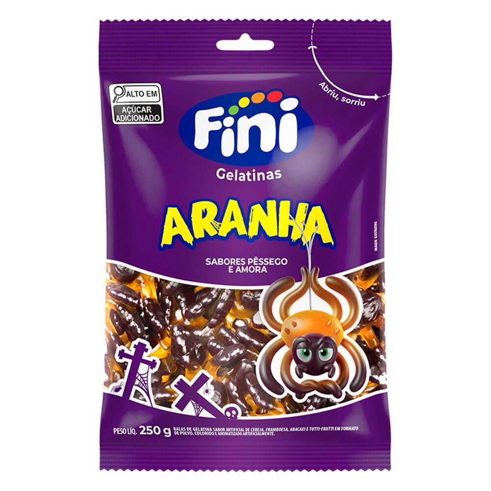 Balas Fini Halloween Gelatinas Aranha Sabor Pêssego e Amora 250g ...