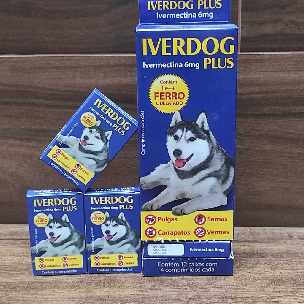 Kit 3 Caixas Remédio Para Carrapato, Pulga e Sarna IverDog Ivermectina 6mg Para Cães de 15 a ...