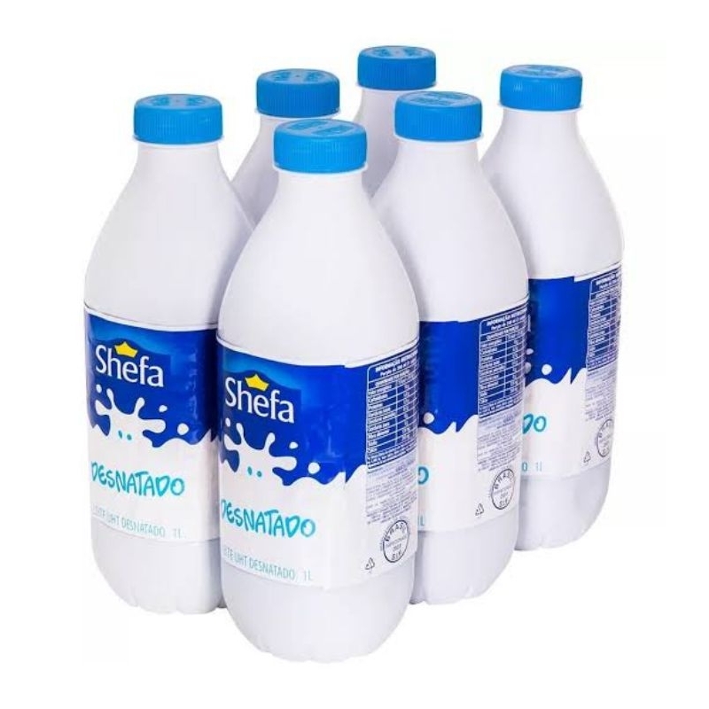 Leite UHT GFA Desnatado Shefa 1L - 6 Unidades | Shopee Brasil
