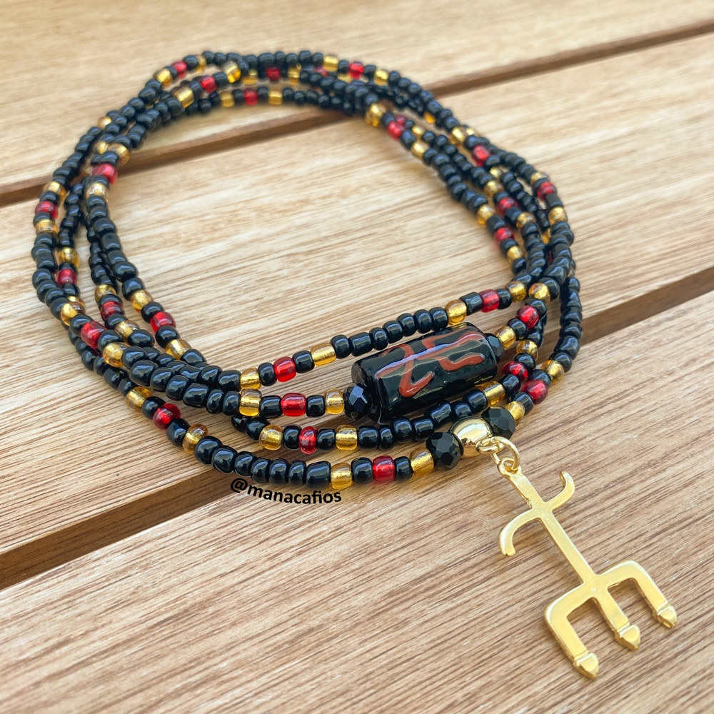 Guia de Exu Fio de Contas Colar Proteção Umbanda Candomblé (Miçangas de ...
