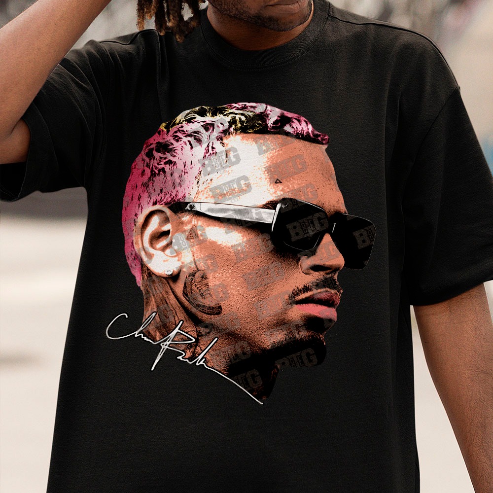 Camiseta Básica Camisa Chris Brown Cantor Pop Tour Breezy Face Rosto ...