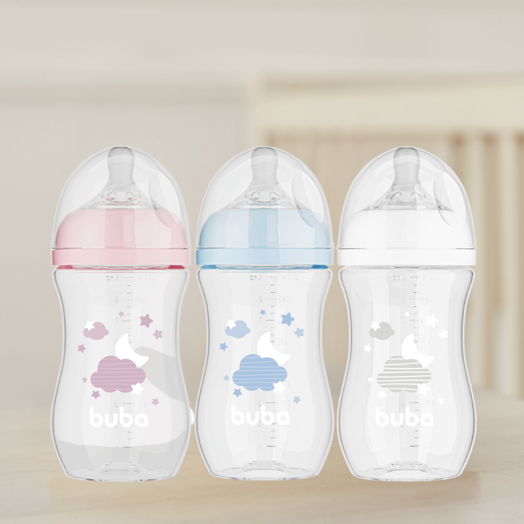 Kit Mamadeira Anticólica Buba Easy Flow 270ml e 330ml Bico Silicone Nuvem | Shopee Brasil