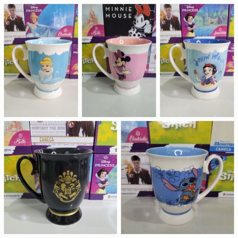 Caneca royal personagens 300ml original disney harry potter Cinderela ...