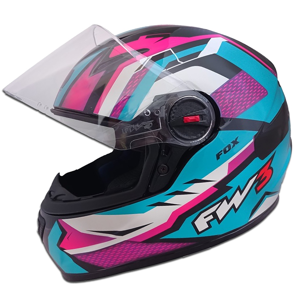 Capacete FW3 GTN Fox Azul Tiffany com Lilás Fechado | Shopee Brasil