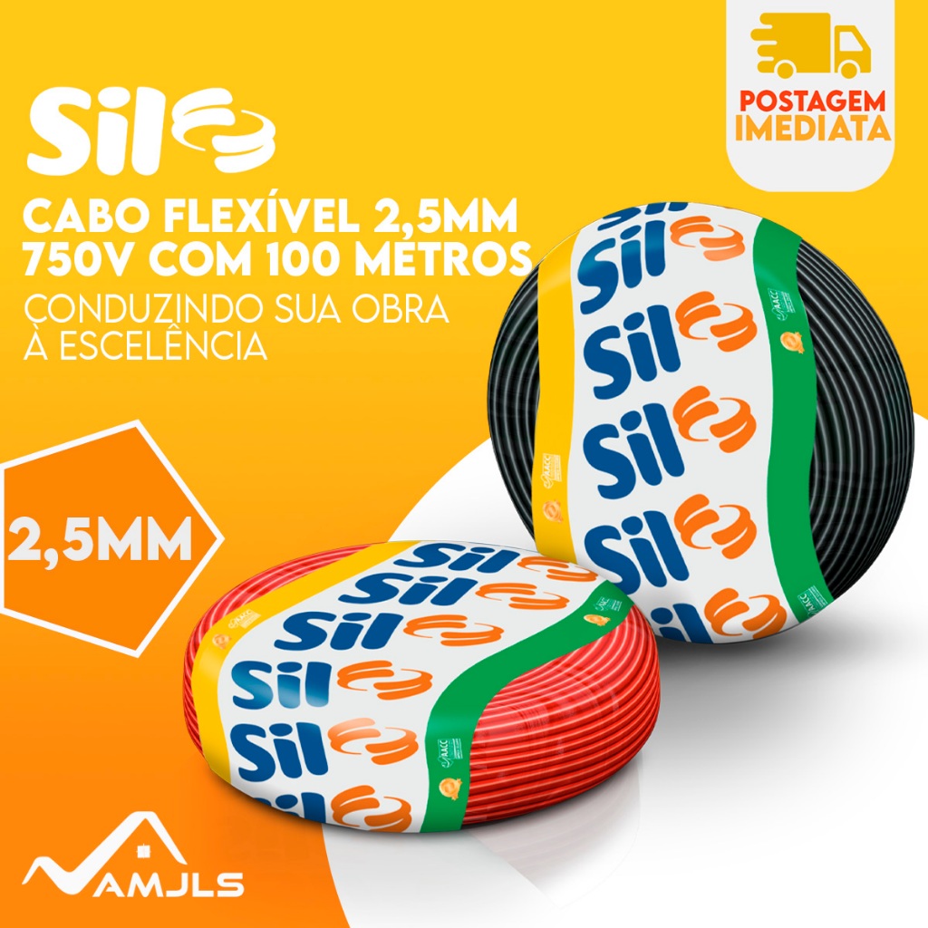 Fio Cabo cabinho Flexível 2,5mm 100 Metros Sil Cores - cobre energia ...