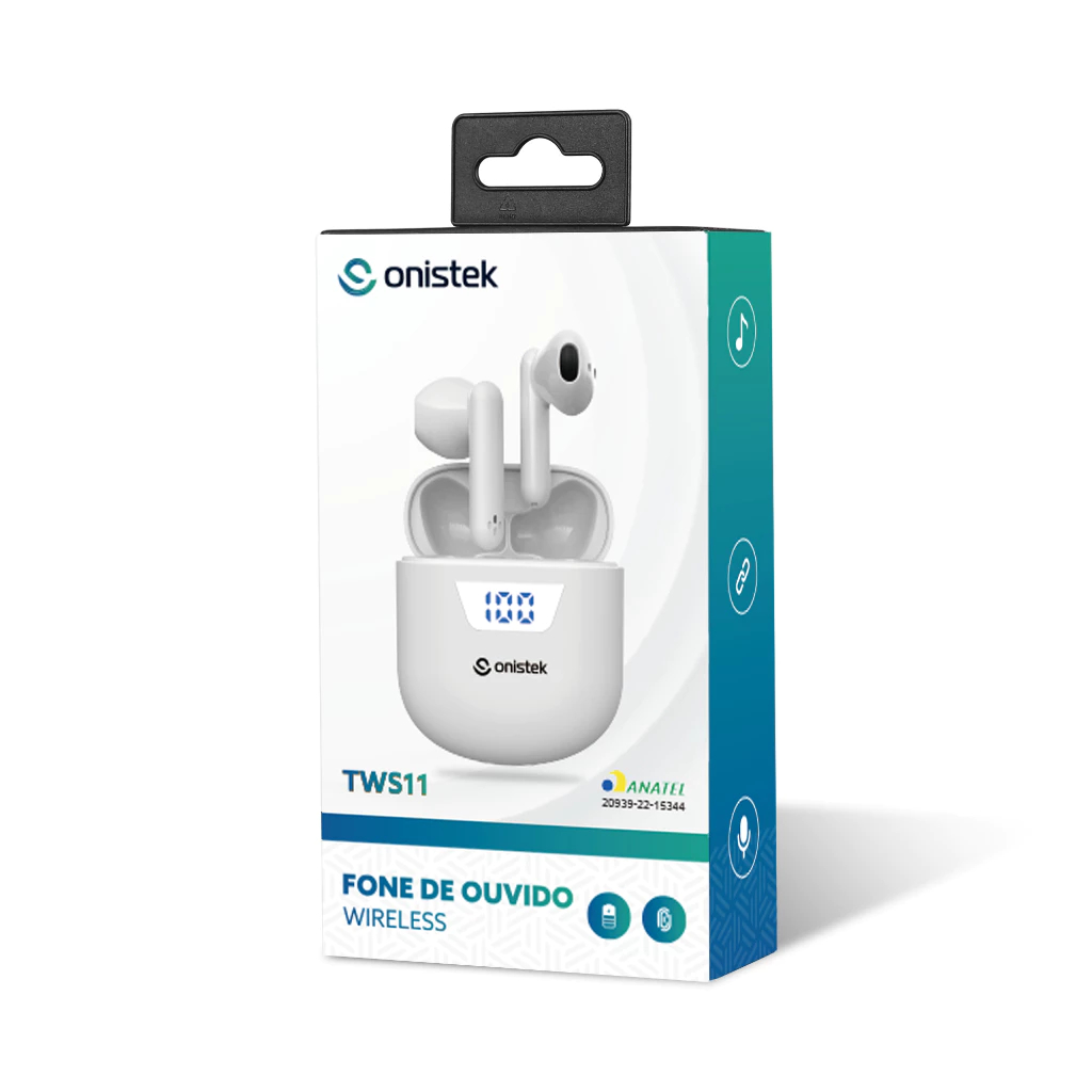 Fone De Ouvido Sem Fio Bluetooth Branco / Preto ON-TWS11 | Shopee Brasil