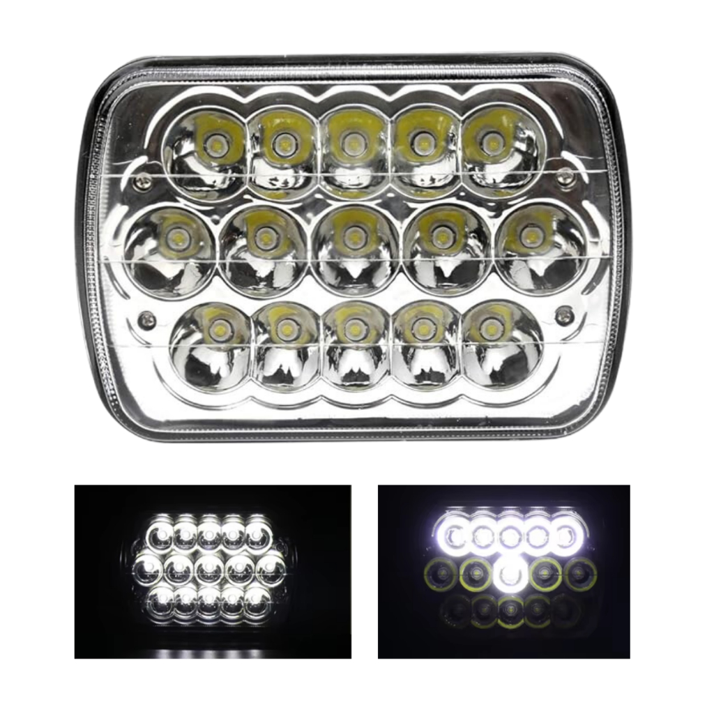 Farol de Milha LED 45W 15 Leds 7 Polegadas H4 6000K IP67 para Caminhão Trator 12V/24V | Shopee ...