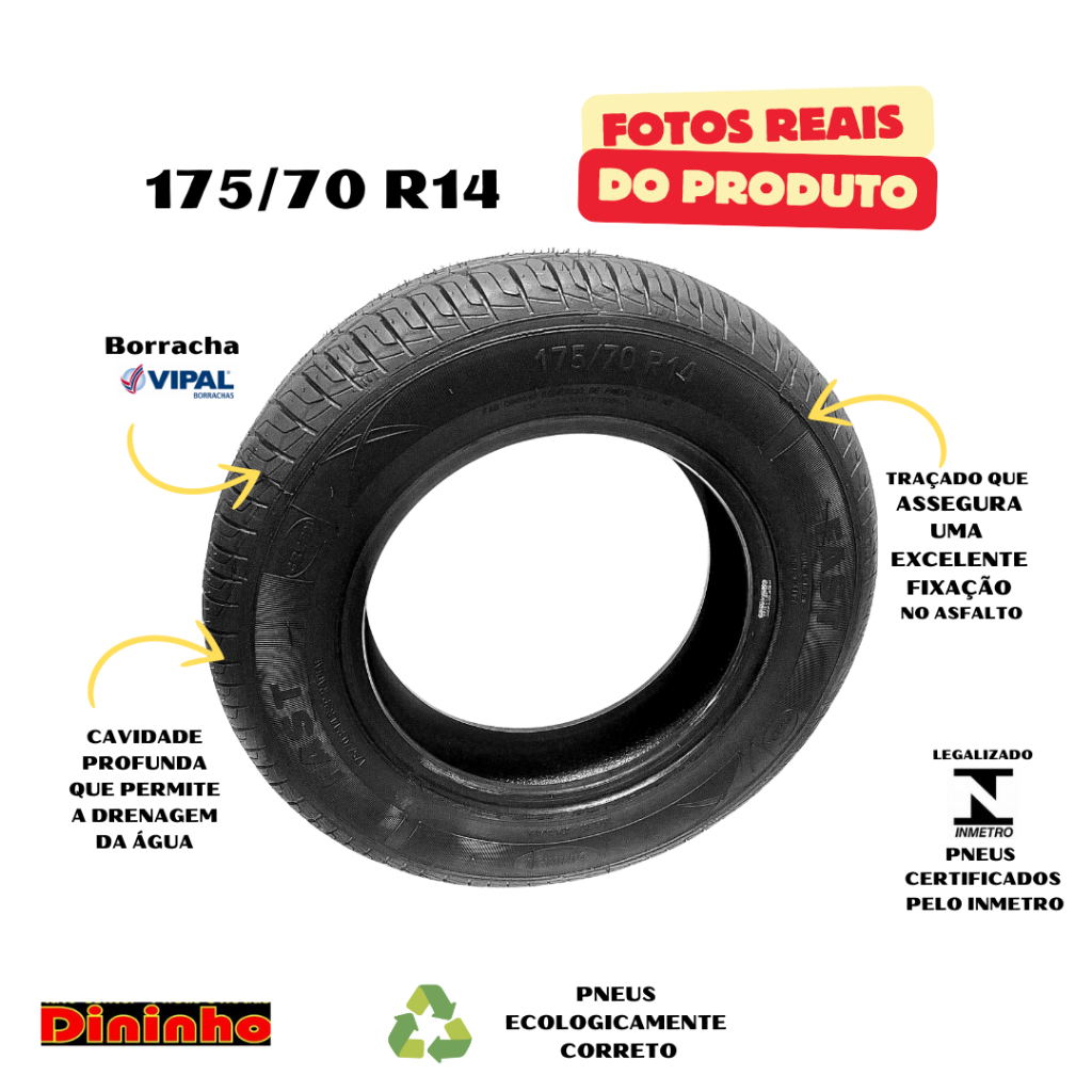 Pneu 175/70 R14 Remold Linha Premium Borracha Vipal com Selo do Inmetro | Shopee Brasil