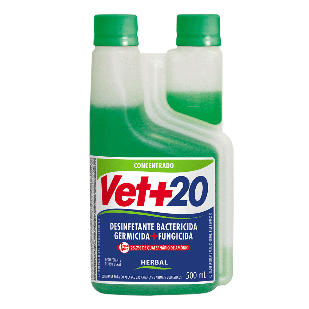 Desinfetante Concentrado Bactericida Vet+20 Herbal 500ml | Shopee Brasil