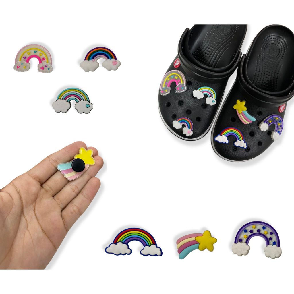 Pins Emborrachado P/ Crocs Arco- Íris Kit 10und 2.5cm | Shopee Brasil