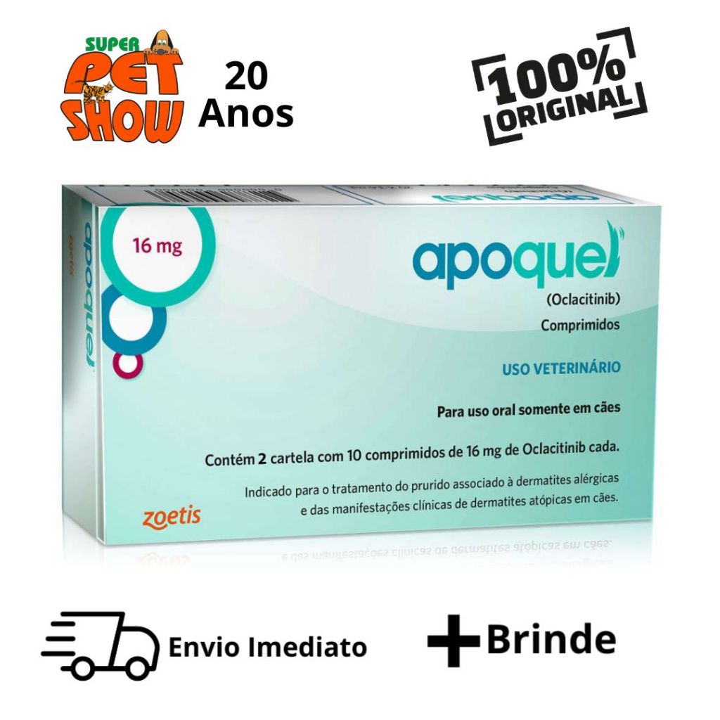 Apoquel Zoetis 16mg Anti Coceira Cães Com 20 Comprimidos ORIGINAL NF | Shopee Brasil