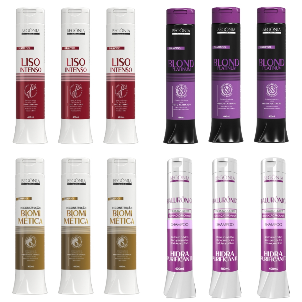 12 Unidades Shampoo 400ml Variadas Begônia Gold | Shopee Brasil