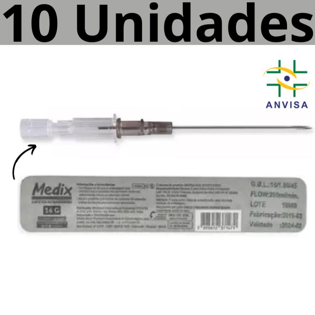 Cateter n 16 Body Piercing Intravenoso Periférico Jelco 10 Unidades ...