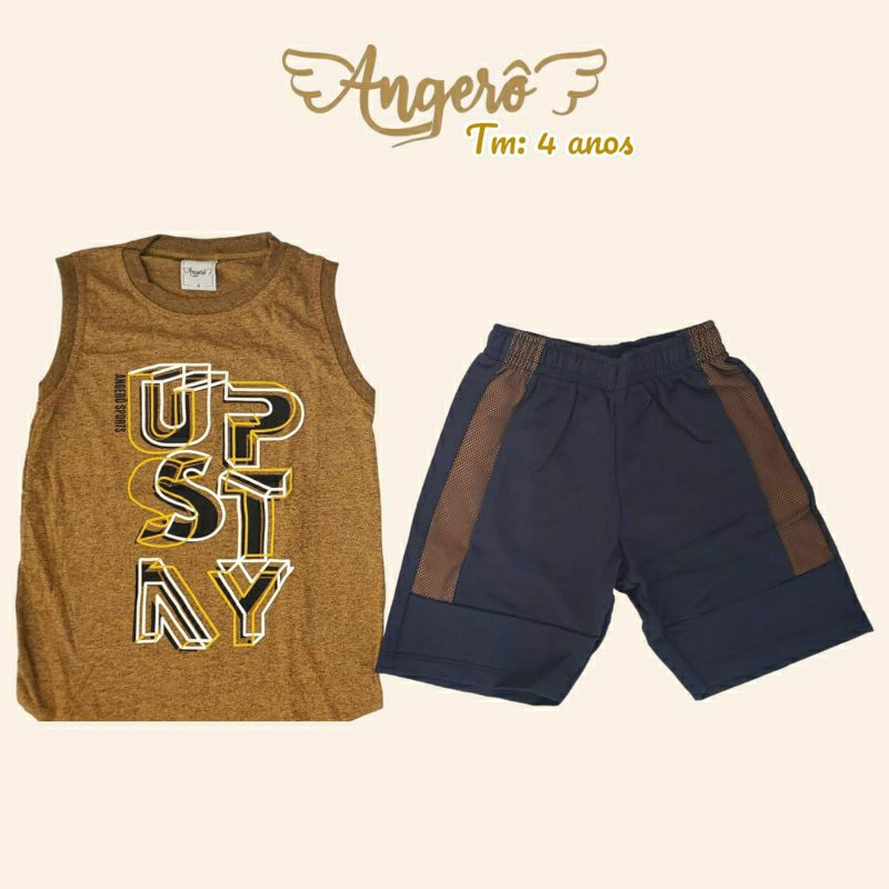 Conjunto Infantil regata e short, 4 anos Angerô | Shopee Brasil