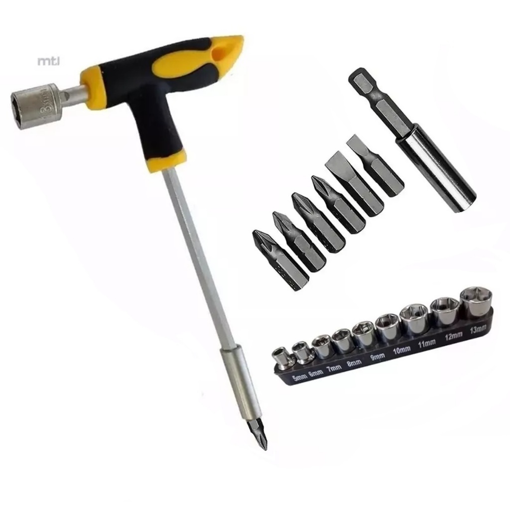 Extensor Chave T + 15 Bits Fe Ph Pz E Soquete 5 A 13mm | Shopee Brasil