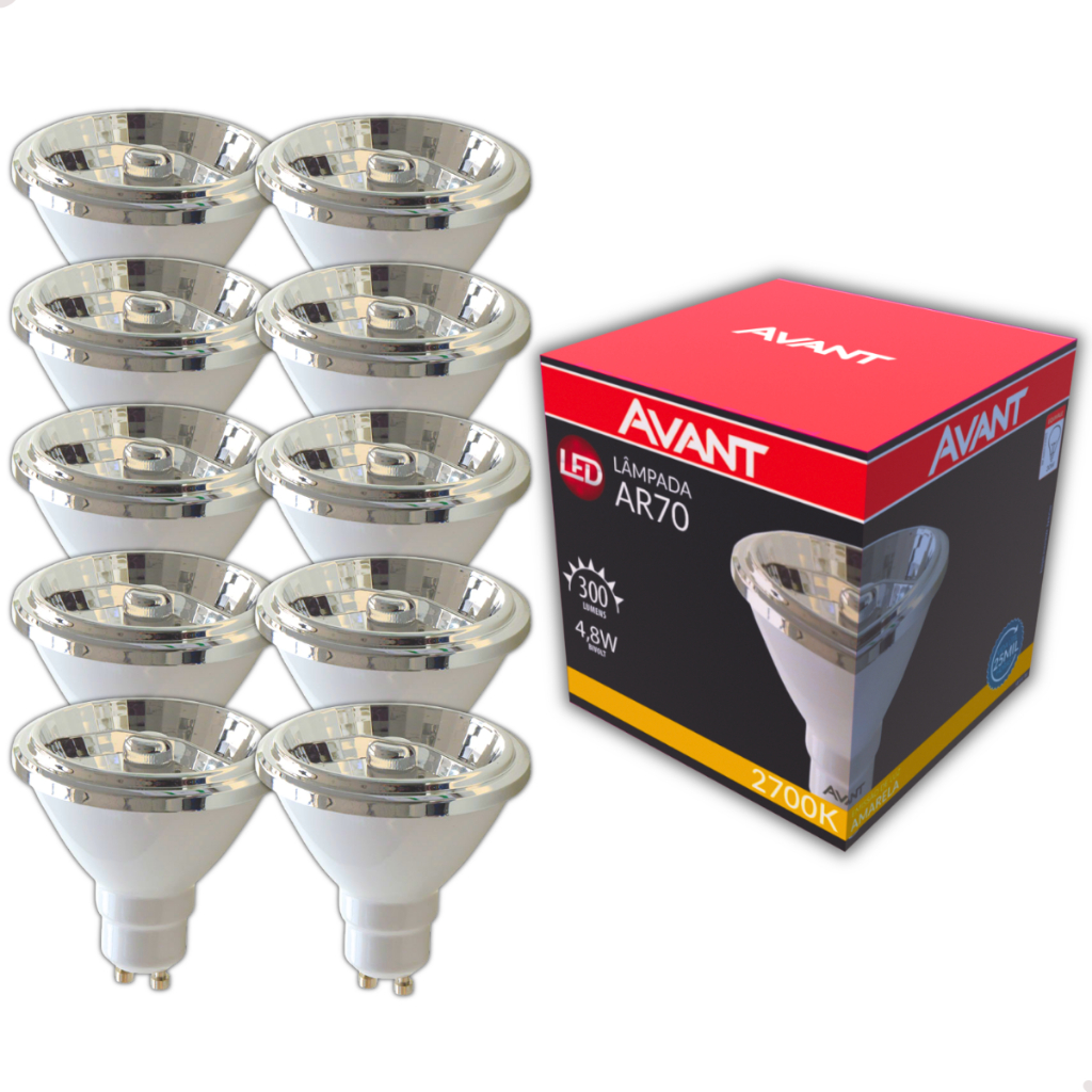 Kit 10 Lâmpada Ar70 Led Gu10 4,8w 2700k 4000k Bivolt Avant | Shopee Brasil